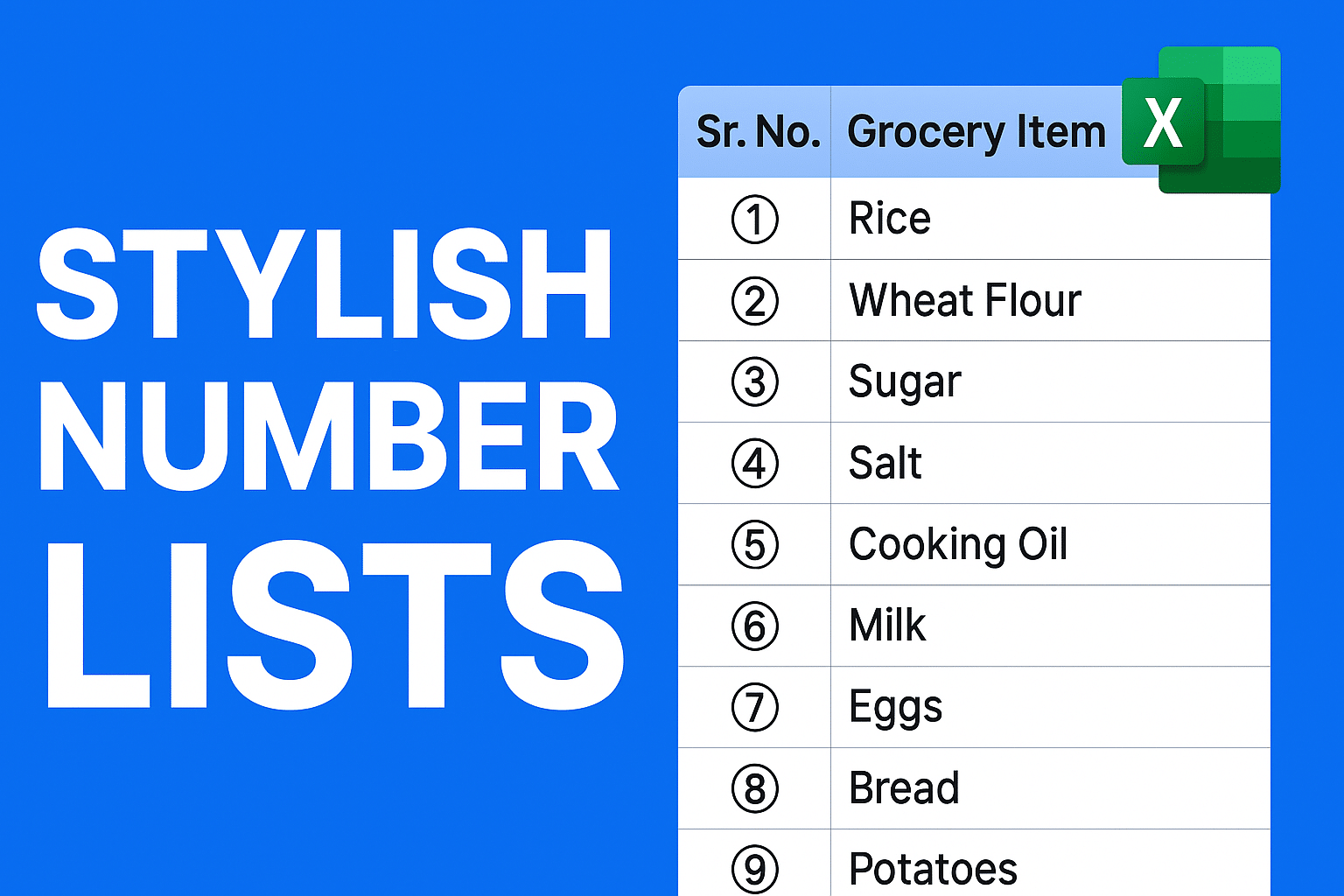 Formulas to Create Stylish Number Lists in Excel - Quickinfoz